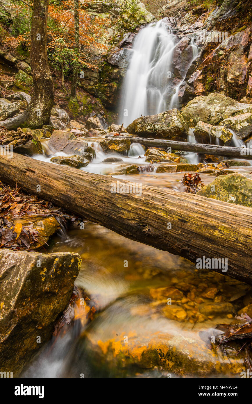 A beautiful, hard to find waterfall flows into a ravine near the top of ...