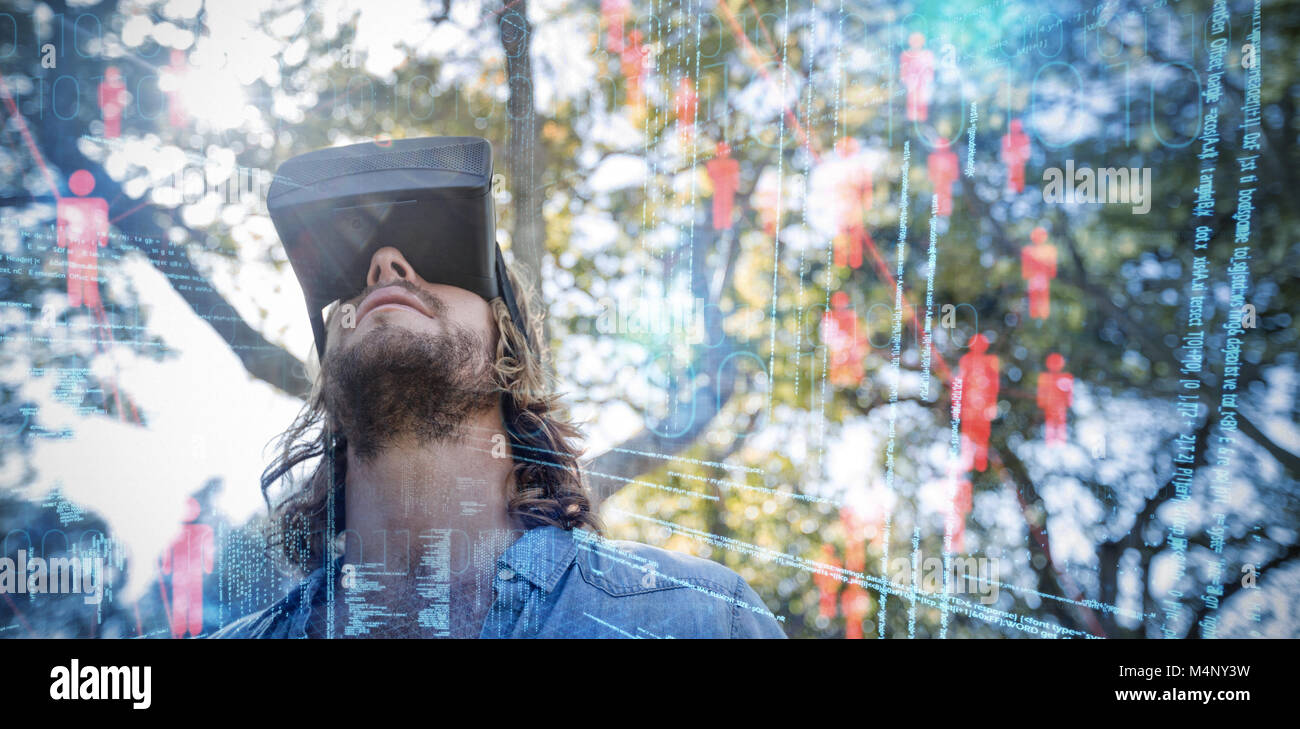 Composite 3d image of binary codes and people icons Stock Photo - Alamy