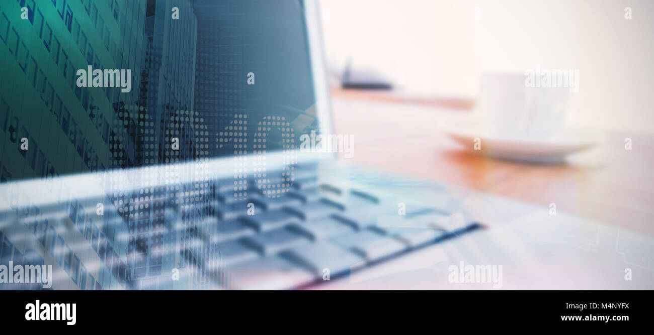 Composite image of composite image of binary code on digital screen ...