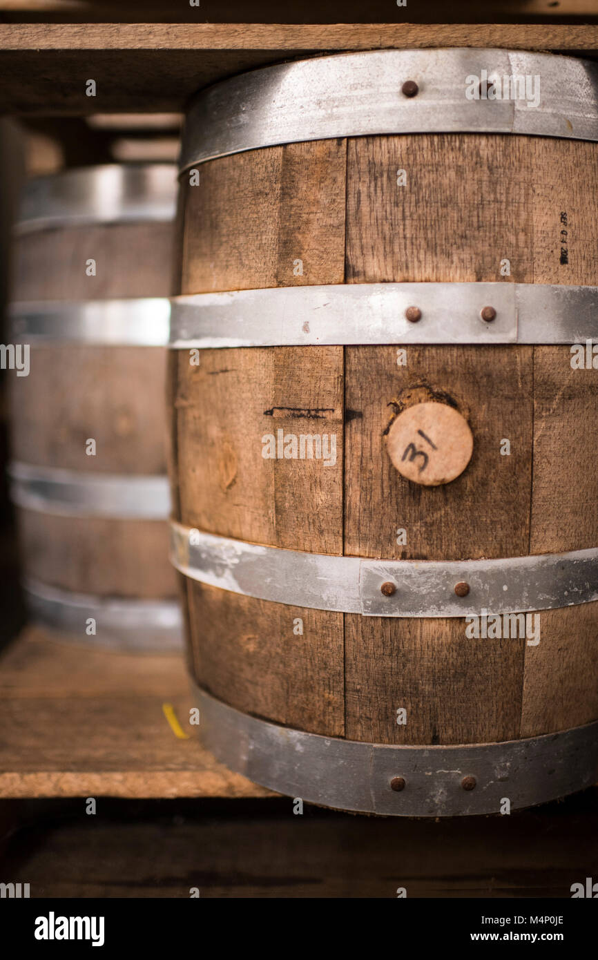 Detail macro shot of a rustic wine barrel Stock Photo - Alamy