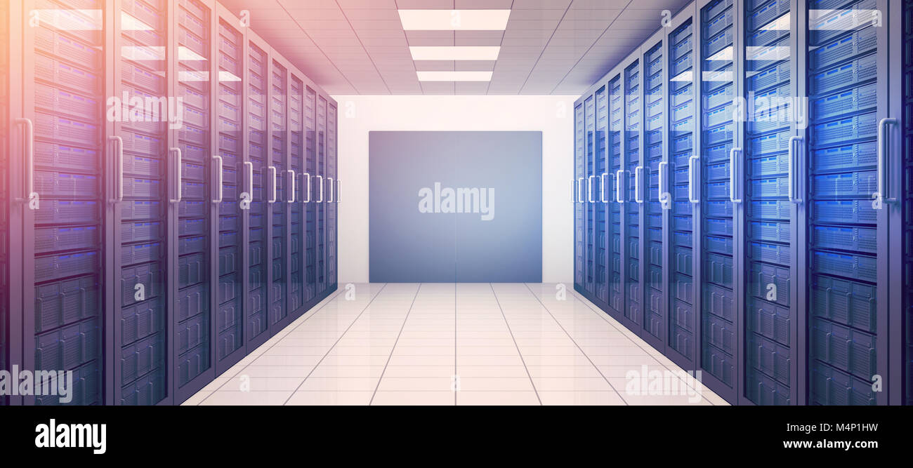Empty hallway of servers Stock Photo - Alamy