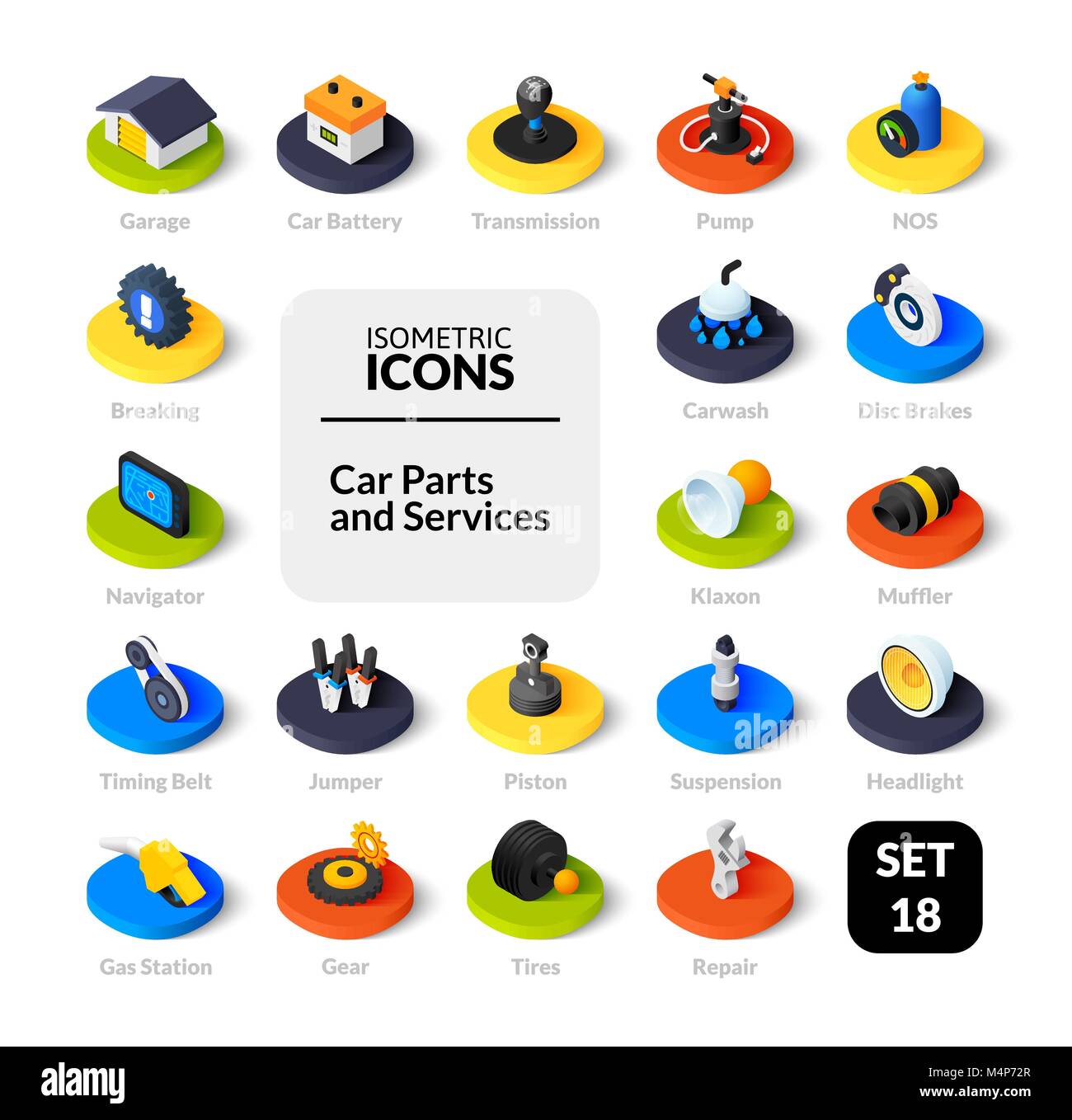 Car service flat color Cut Out Stock Images & Pictures - Alamy