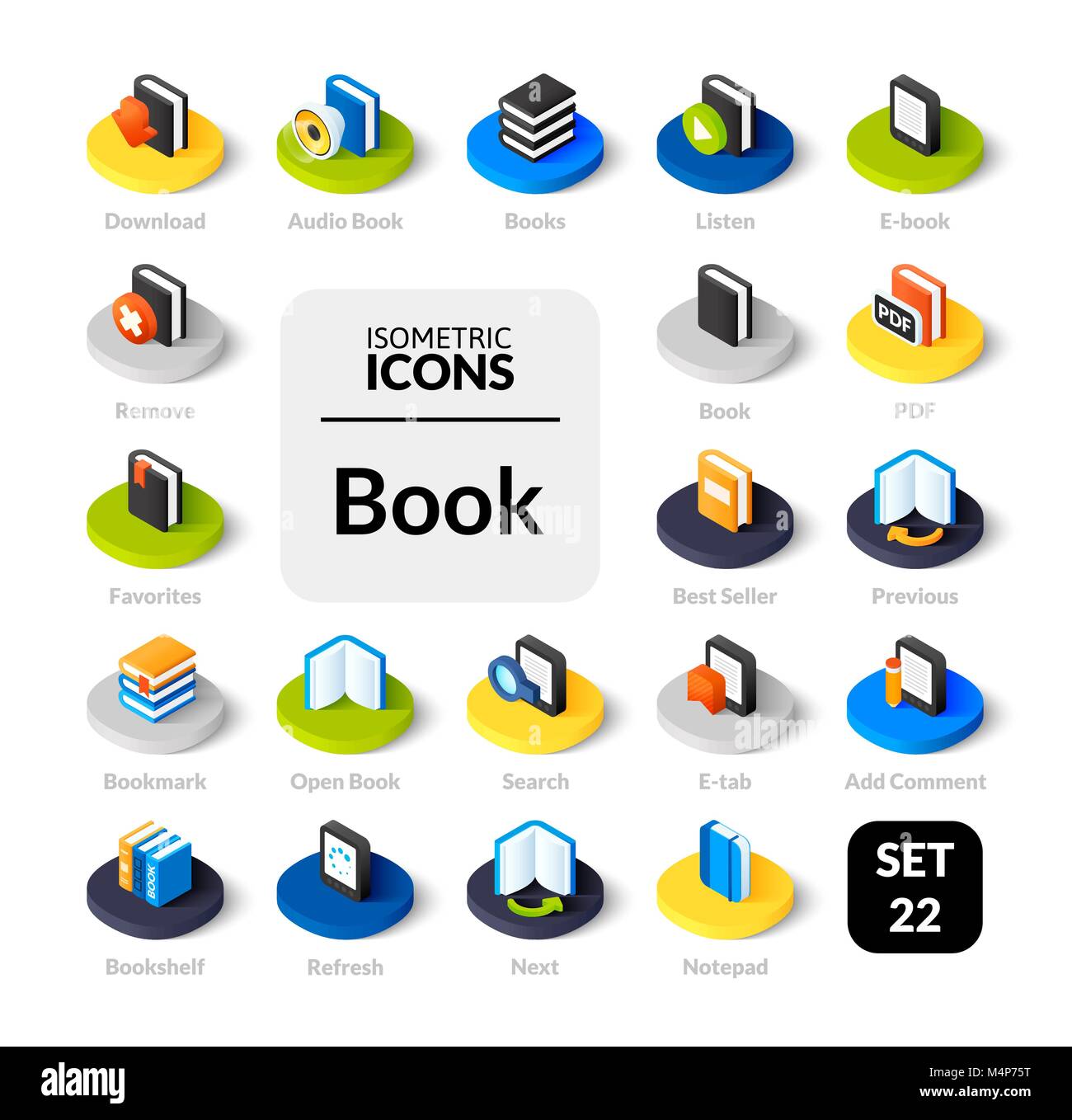 Color icons set in flat isometric illustration style, vector collection ...