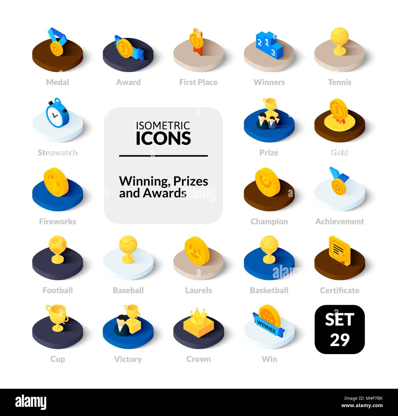 Color icons set in flat isometric illustration style, vector collection ...