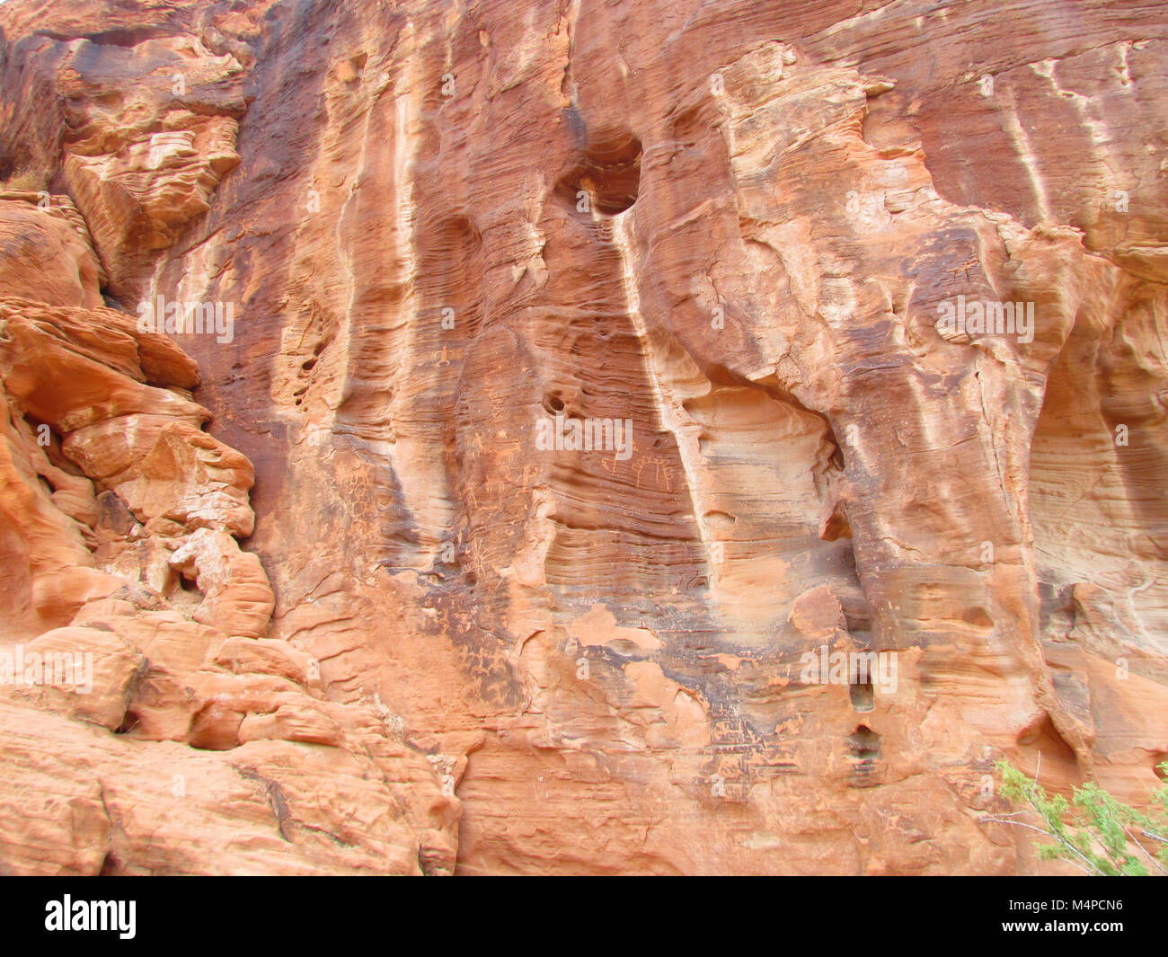 Rock formation and prehistoric indian petroglyph's at Petroglyph Canyon ...
