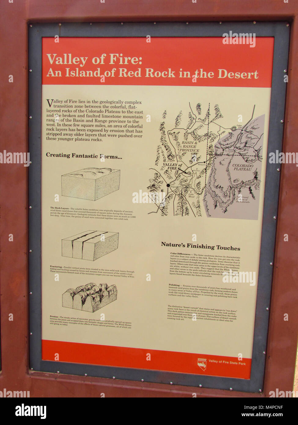 Valley of Fire State Park information sign, Nevada, USA Stock Photo - Alamy