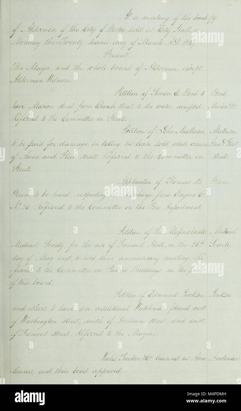 The 1847 Boston City Council proceedings detail the official minutes of ...