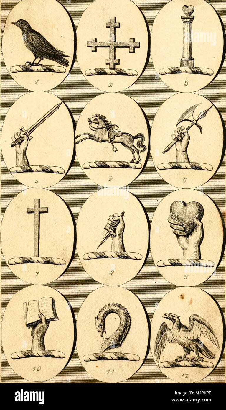 This 1817 work on British crests presents the heraldic symbols and ...