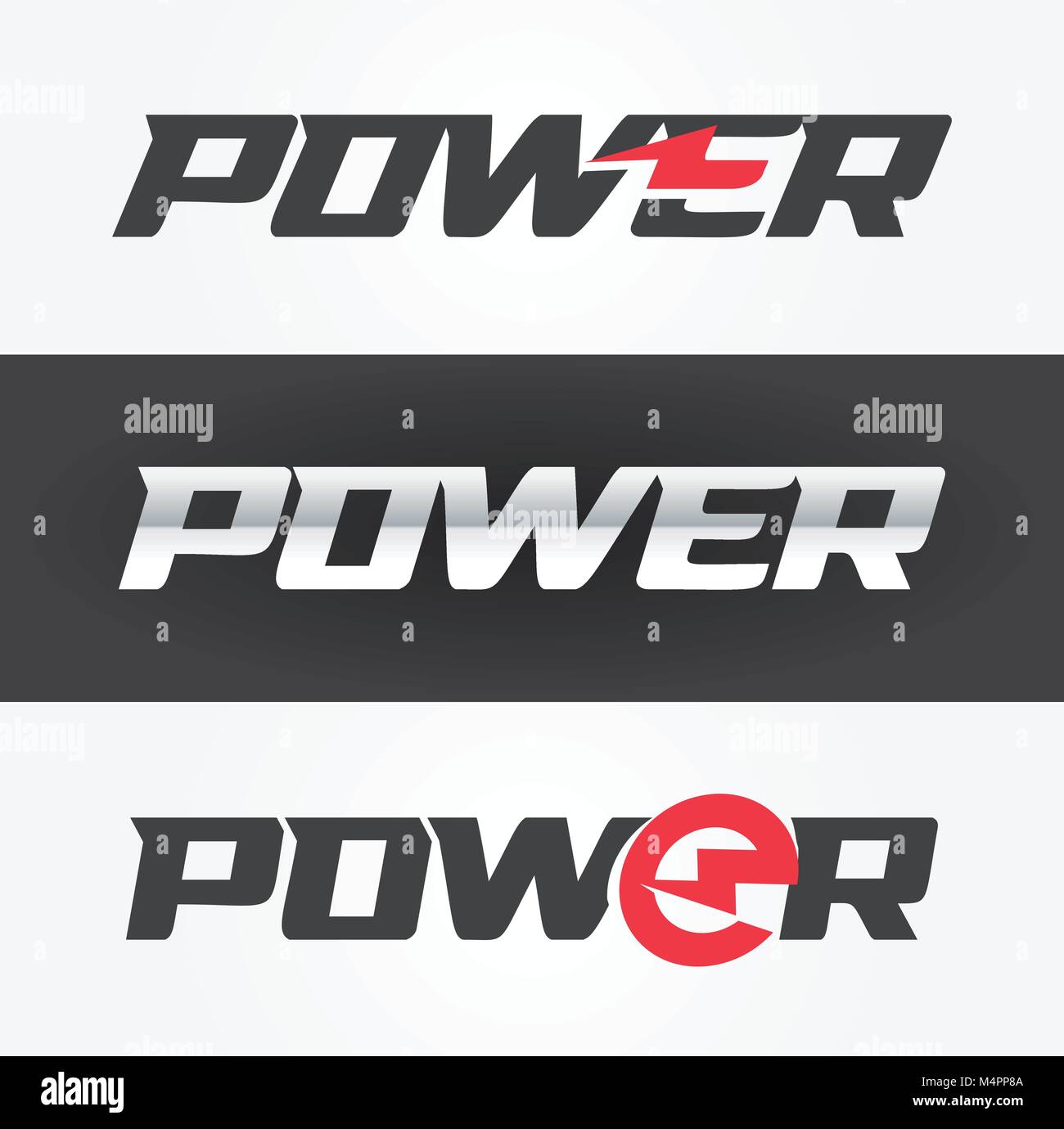 Power steel and black color logo with lightning symbol in letter ...
