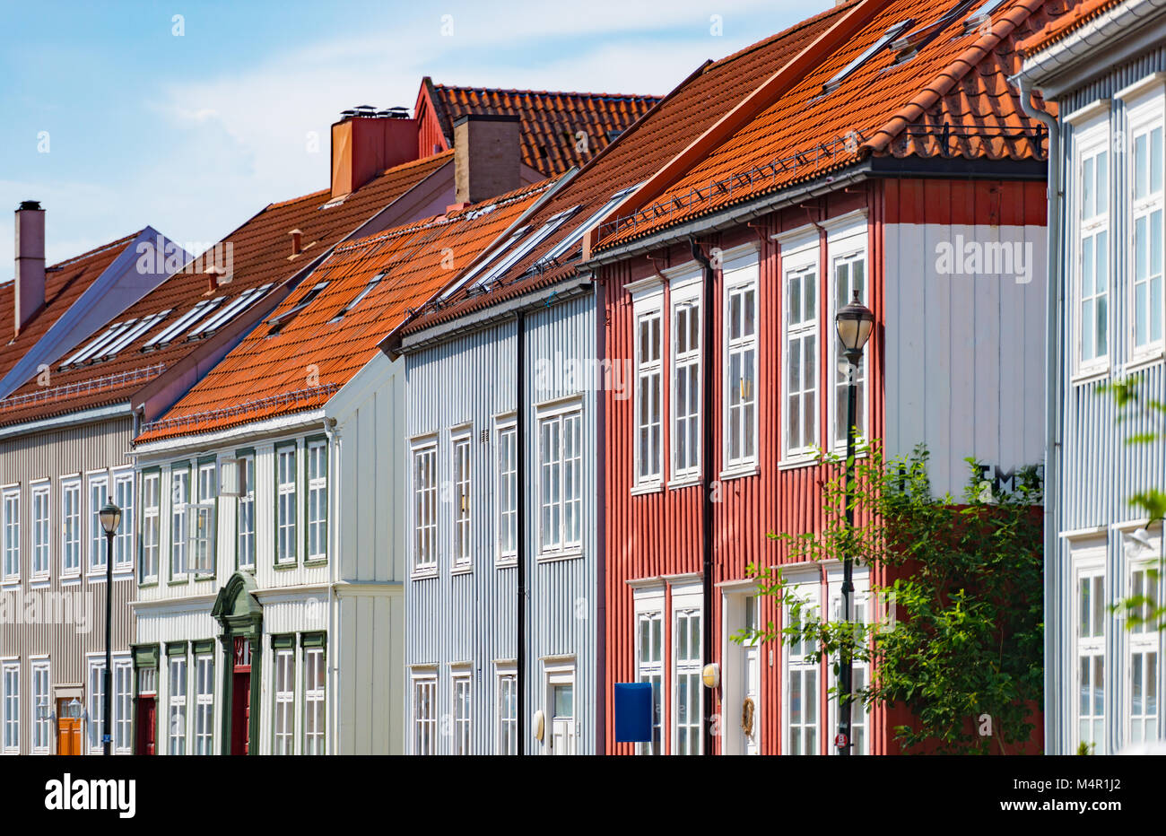 Trondheim, Norway. View of central city part with historic ...