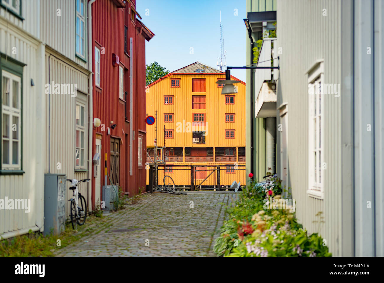 Trondheim, Norway. View of central city part with historic ...