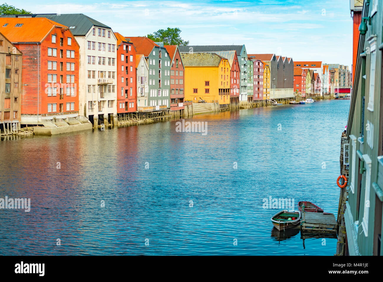 Trondheim, Norway. View of central city part with historic ...