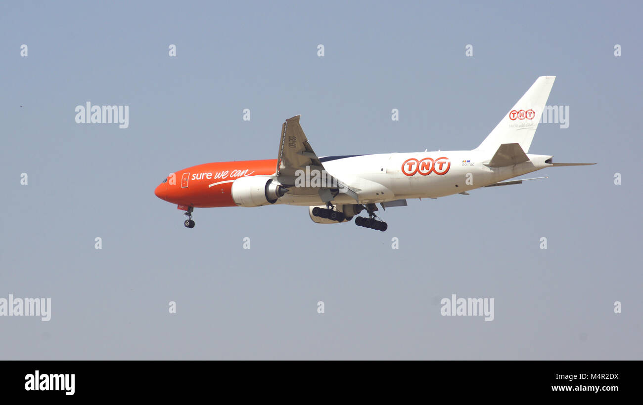 DUBAI, UNITED ARAB EMIRATES - APRIL 1st, 2014: Boeing 777 of TNT ...