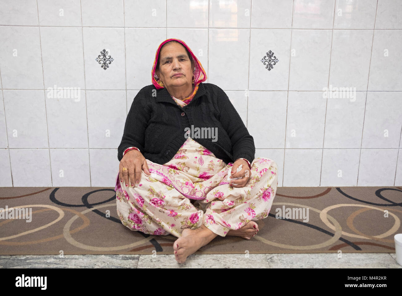 Portrait of an older Indian Sikh woman at the Baba Makhan Shah Lobana ...