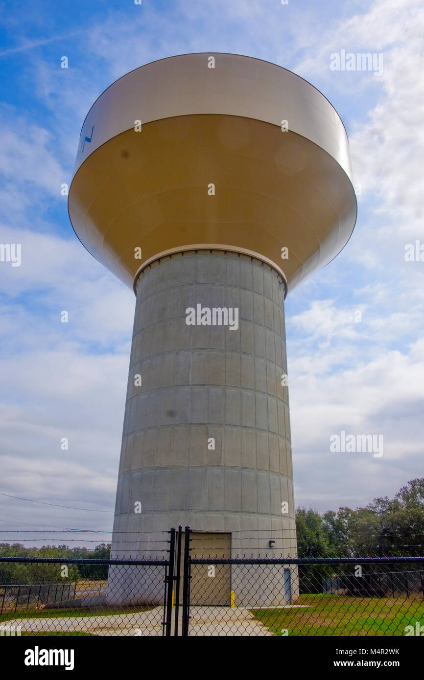 Large water tower used for municipal water storage and supply shown ...