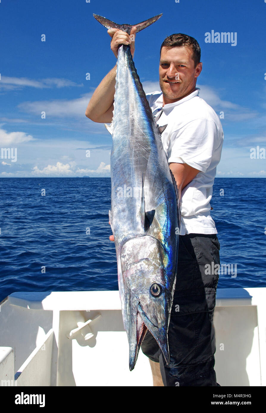 Deep sea fishing, big game fishing. catch of fish. Lucky fisherman ...