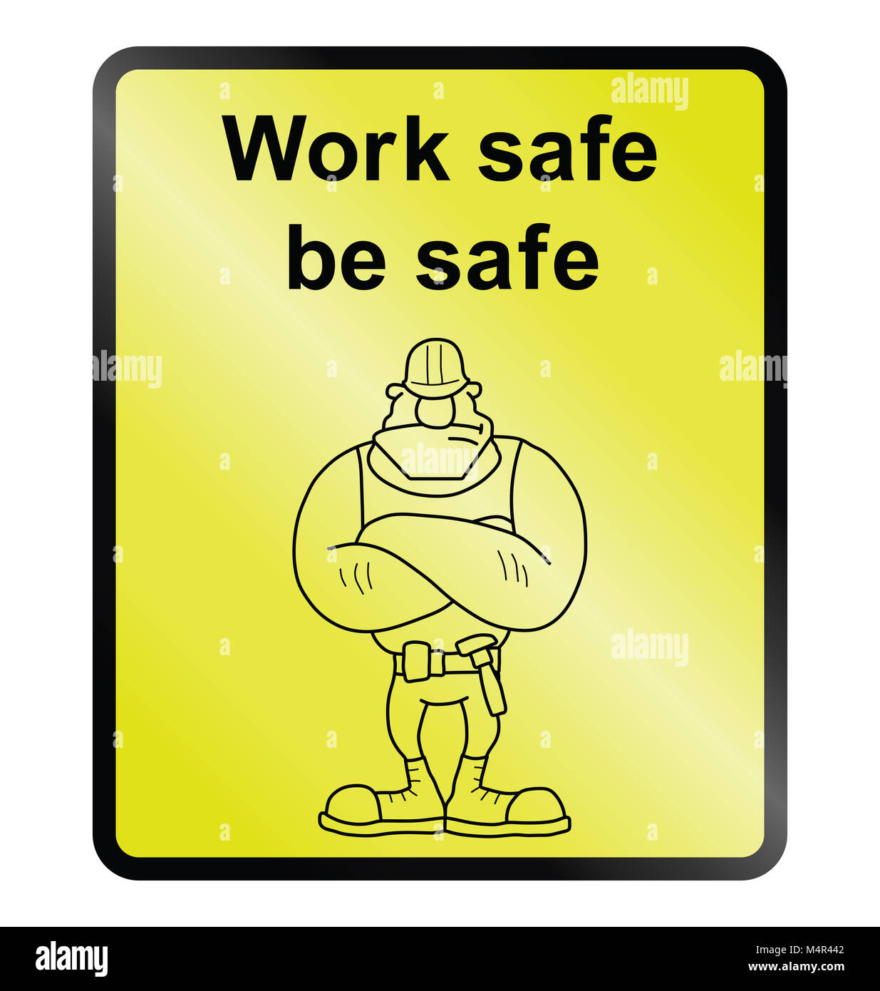 Yellow work safe be safe public information sign isolated on white ...
