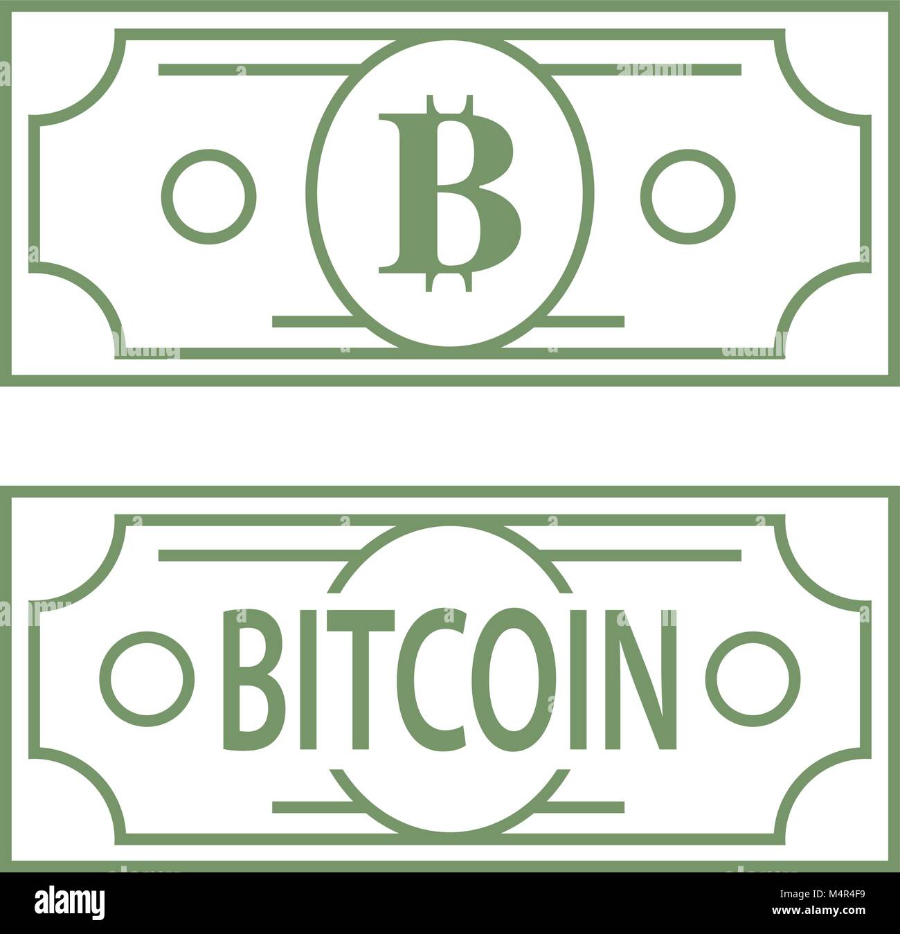 Bitcoin B letter green symbol styled as dollar bank note, line design ...