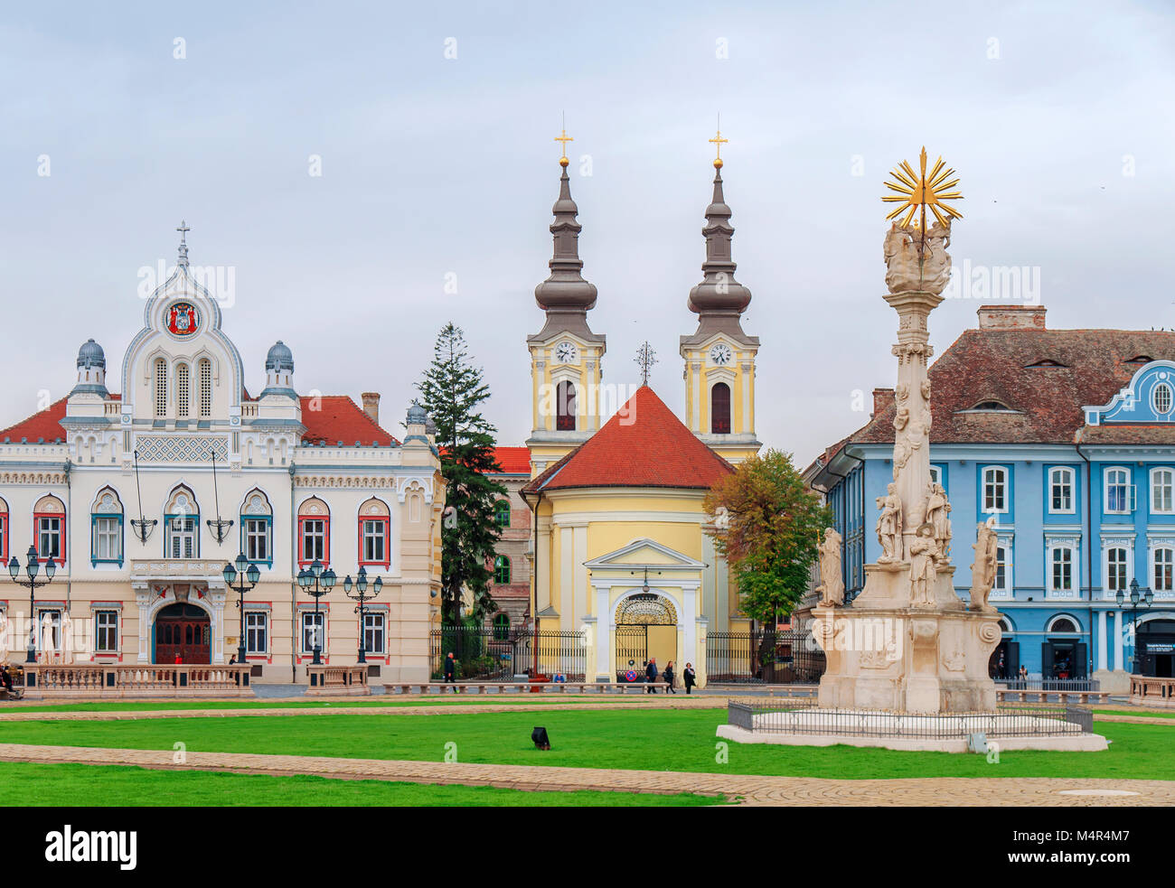 TIMISOARA, ROMANIA - 15 OCTOBER, 2016 Detail of the Holy Trinity Statue ...