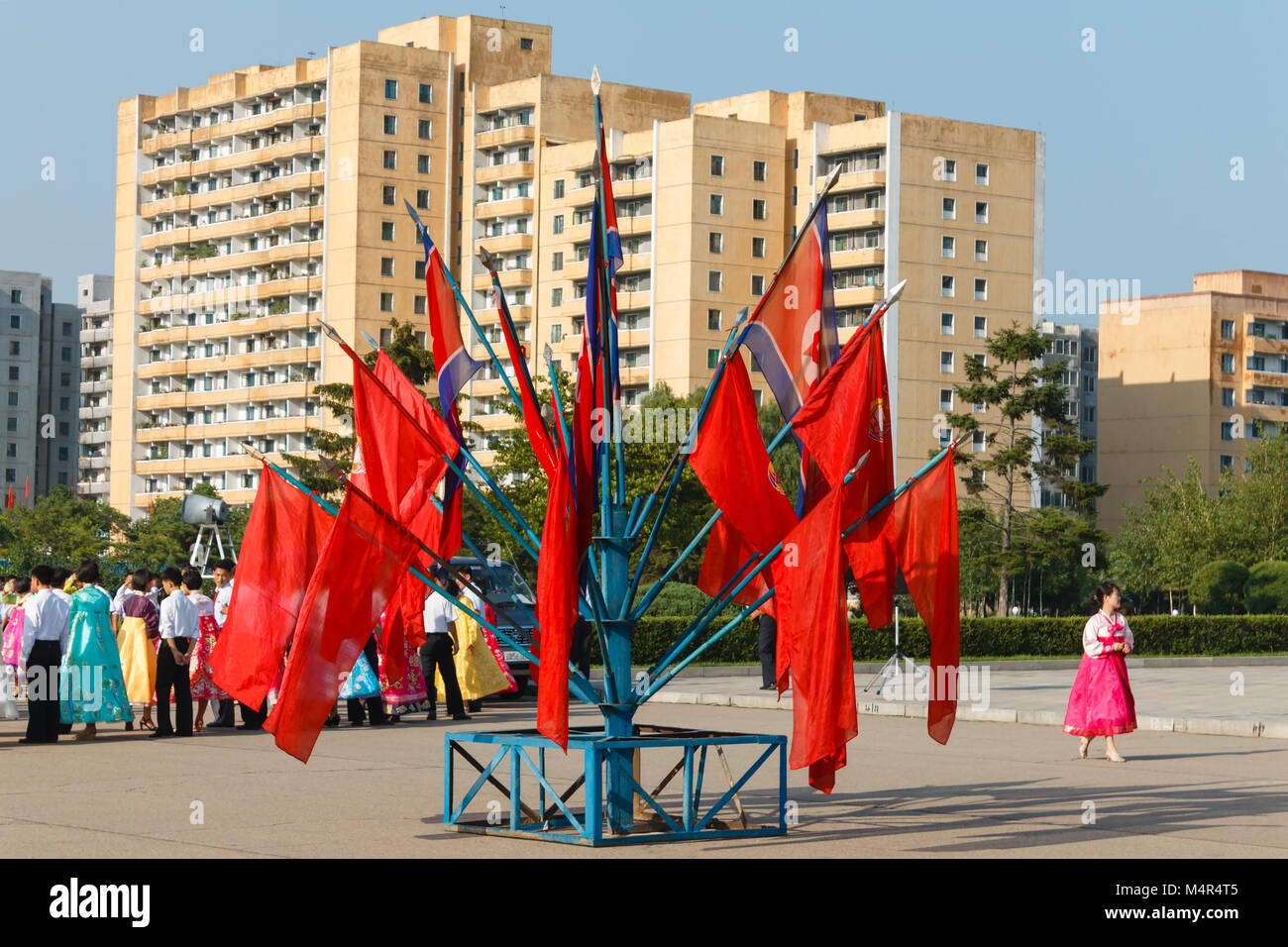 Kim il sung square flag hi-res stock photography and images - Alamy