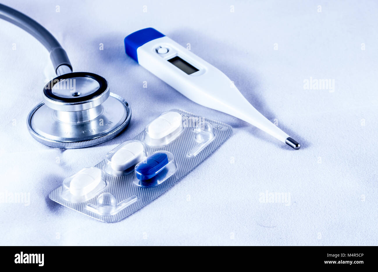 stethoscope, drugs, nursing care and temperature control Stock Photo ...