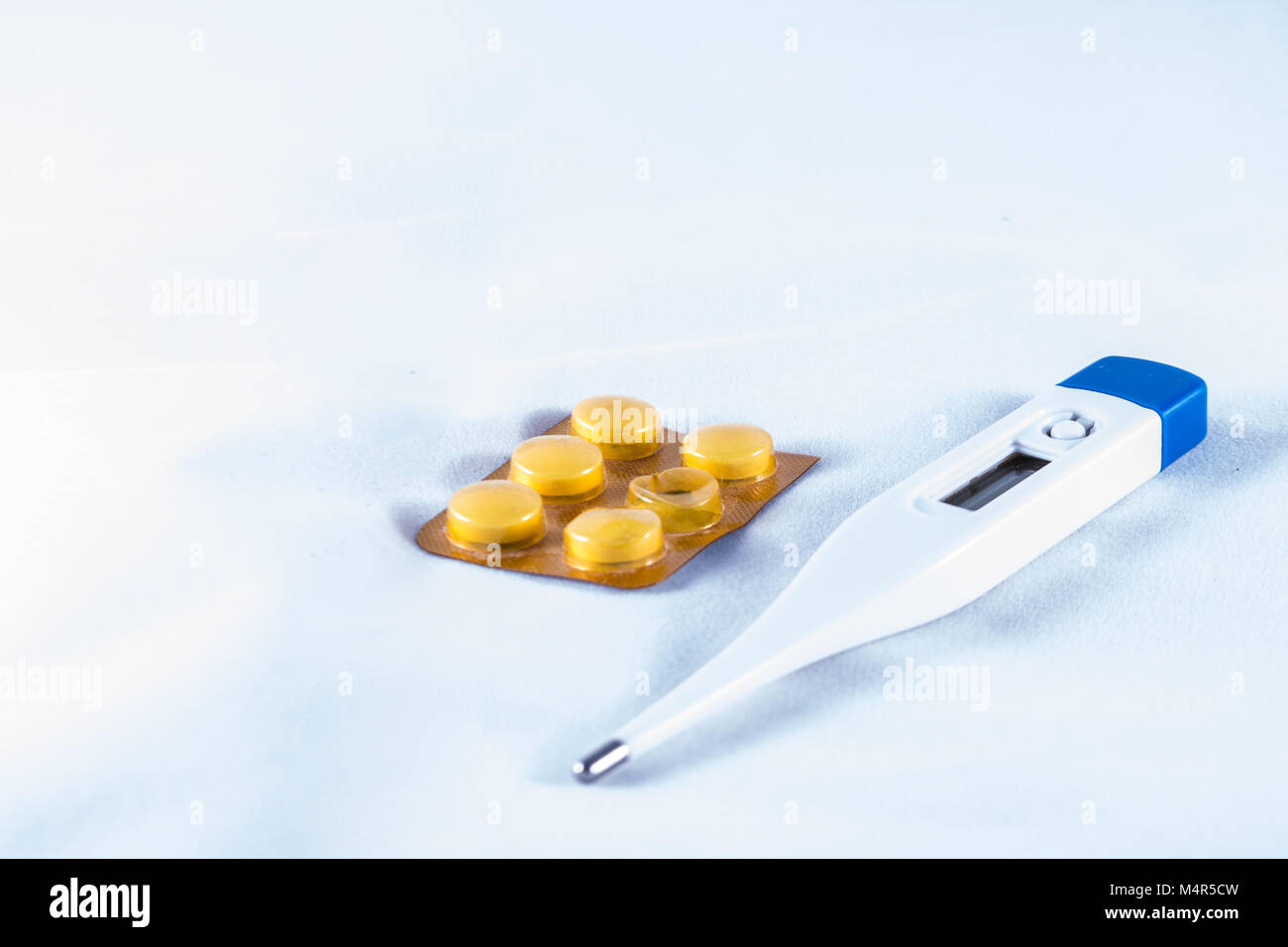 drugs, thermometer and fever control Stock Photo - Alamy
