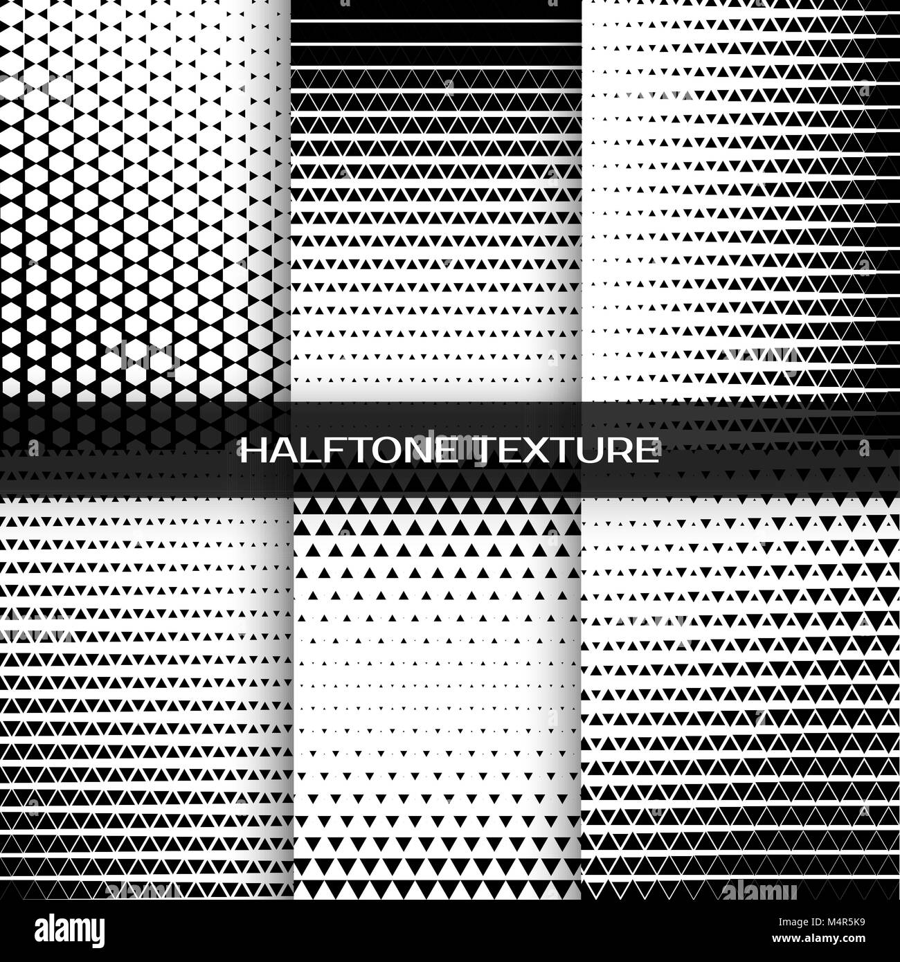 Set of abstract geometric black and white graphic design print halftone ...