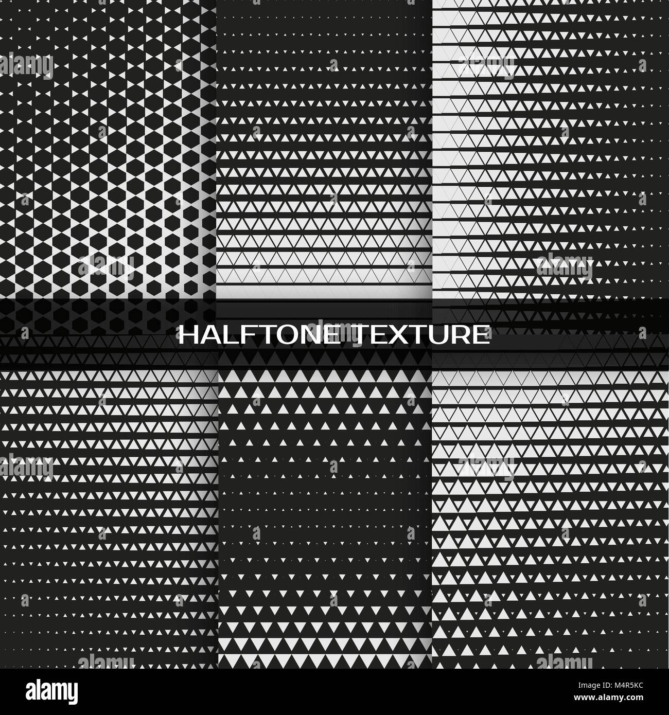 Set of abstract geometric black and white graphic design print halftone ...