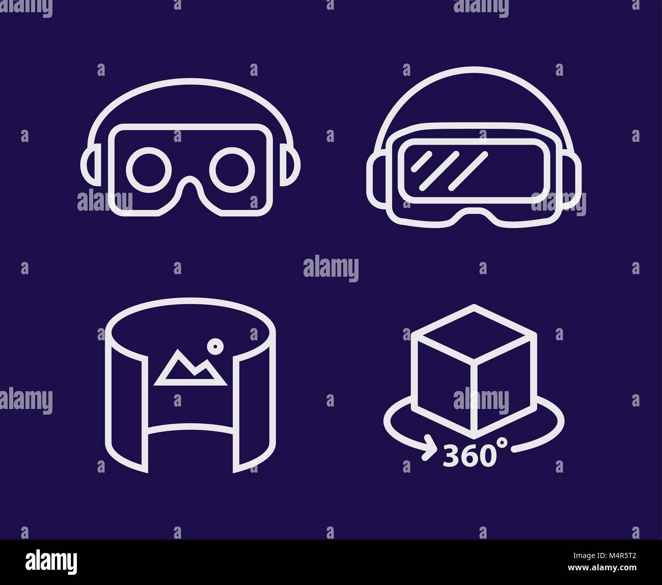 VR glasses for smartphone vector illustration line deisgn set. Virtual ...