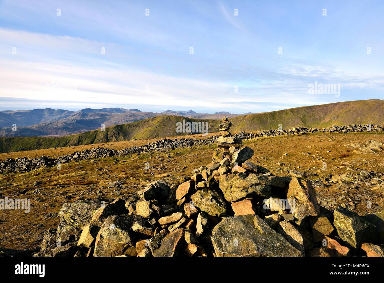 The long ridgeline from Heron Pike to Great Rigg Stock Photo - Alamy