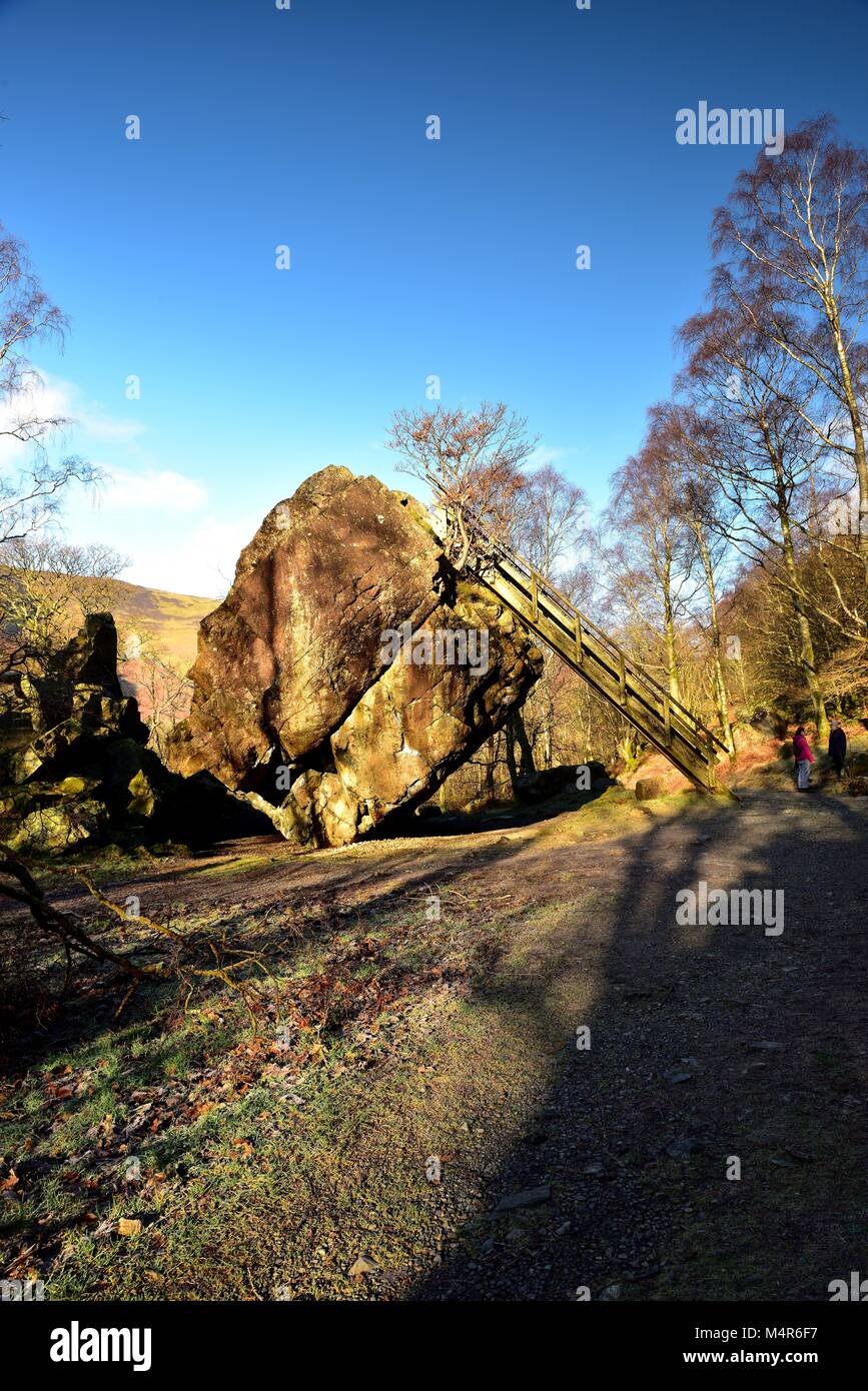 Bowder Stone - large andesite lava boulder Stock Photo - Alamy