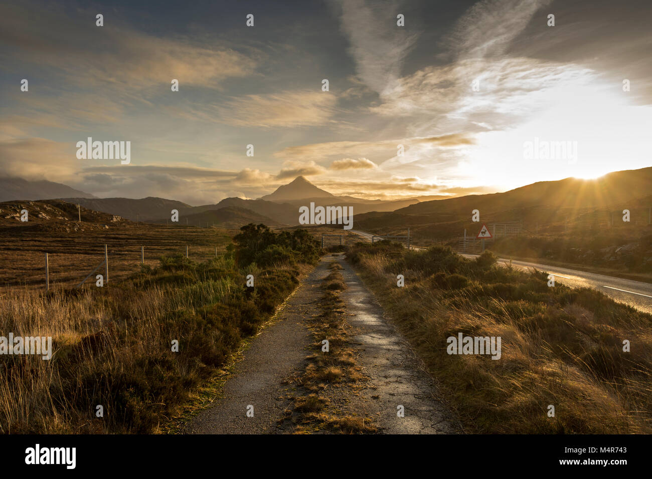 Ben Stack from the A894 road near Laxford Bridge, Sutherland, Scotland ...
