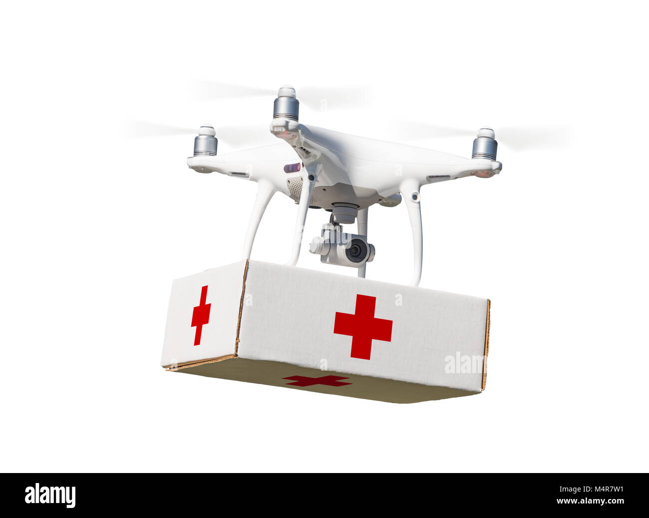 Unmanned Aircraft System (UAS) Quadcopter Drone Carrying First Aid ...