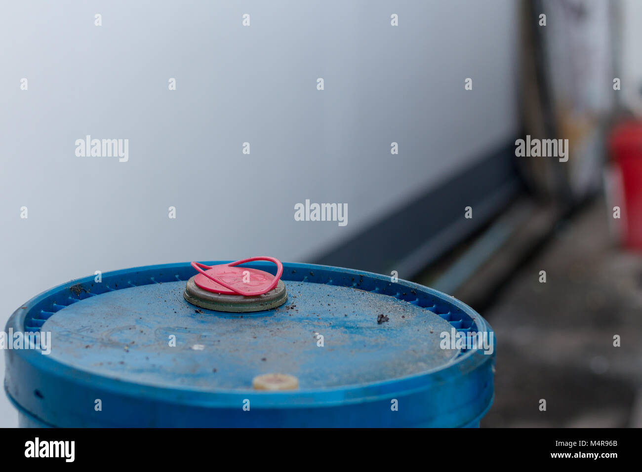 Blue oil tank at the gas station Stock Photo - Alamy