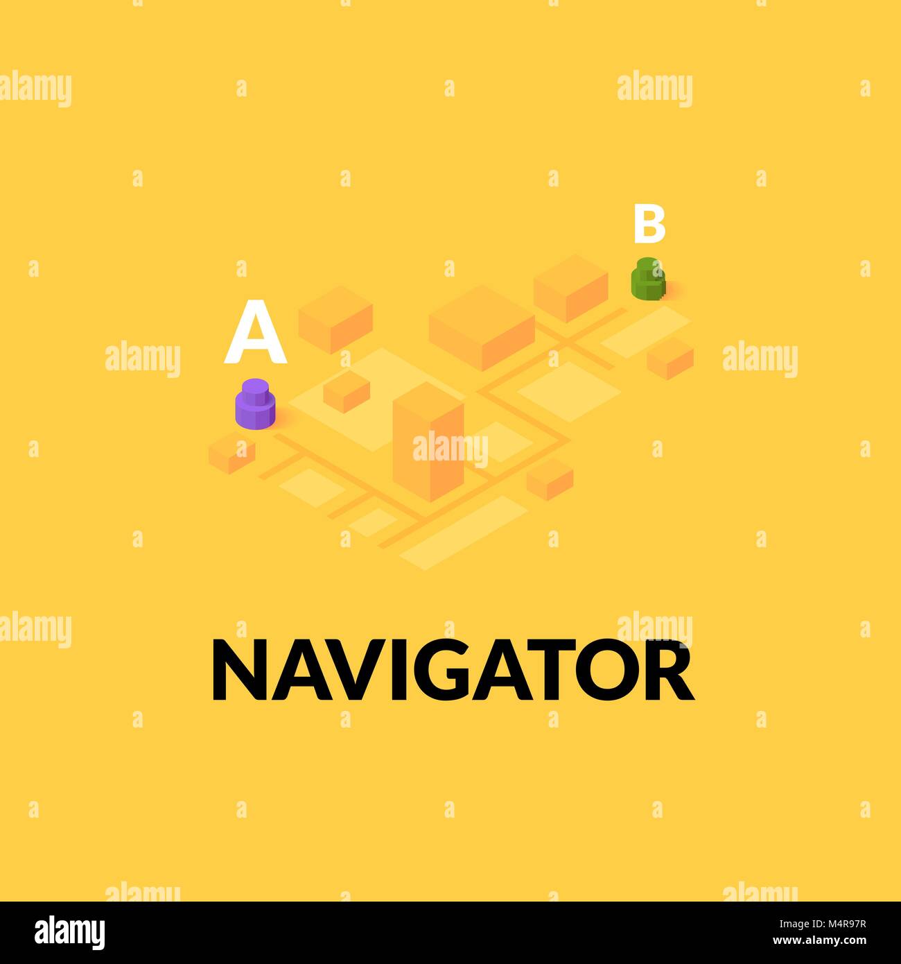 GPS navigator street map with flat isometric buildings Stock Vector ...