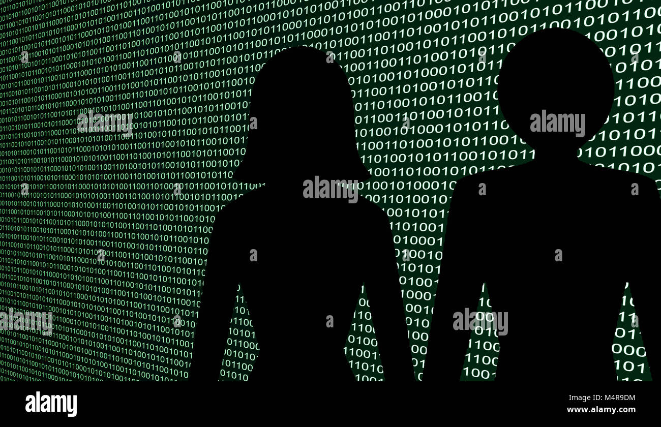 Identity theft illustration with silhouette and matrix Stock Photo - Alamy