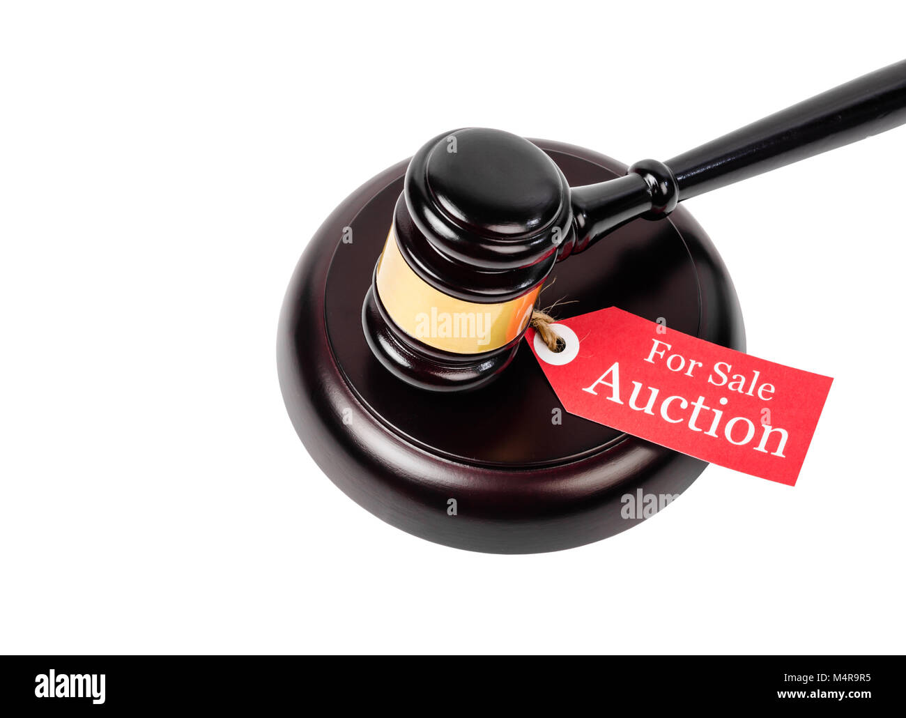 Auction sales with wooden gavel isolated on white background Stock ...