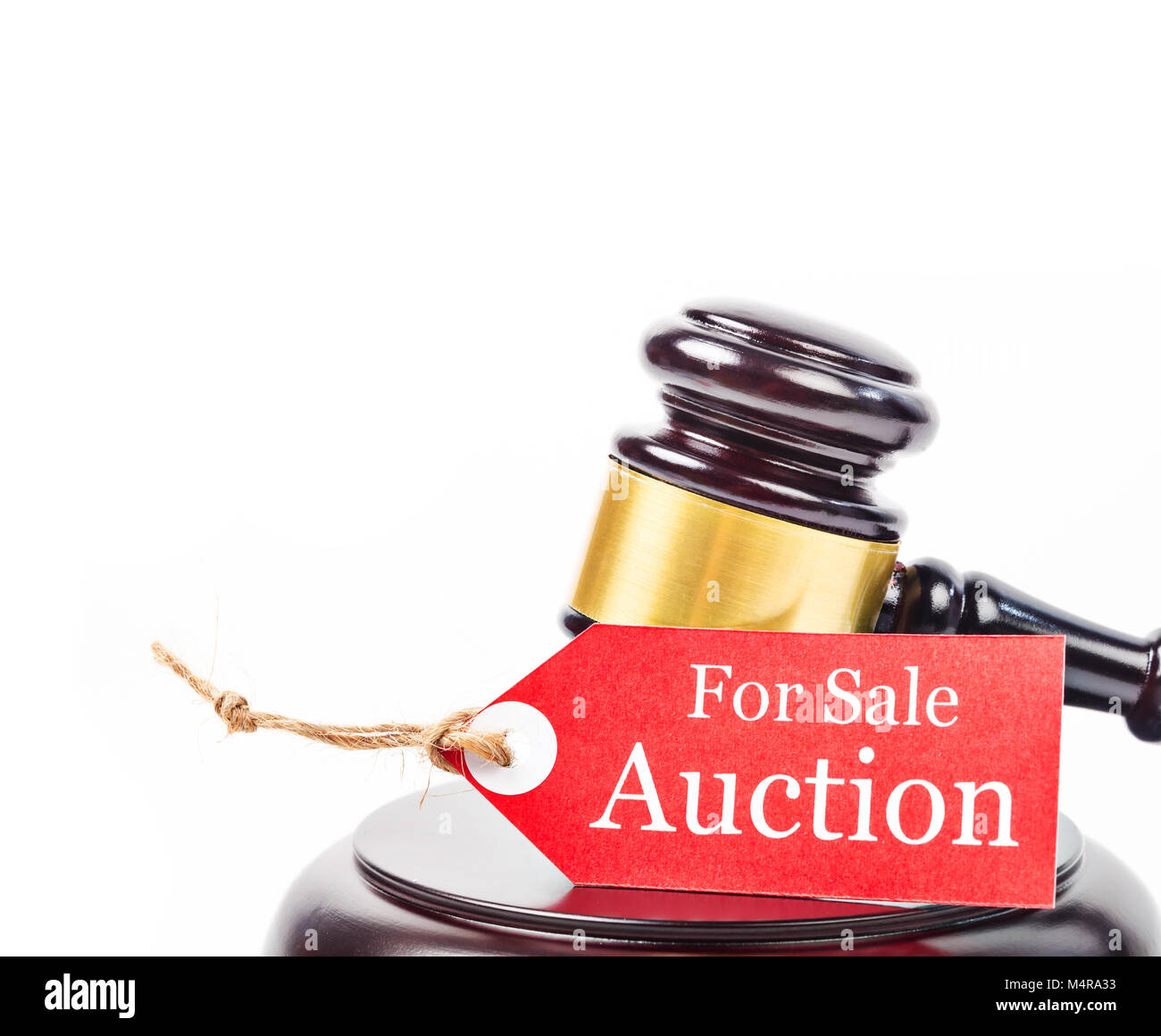 Auction sales with wooden gavel on white background. Business concept ...