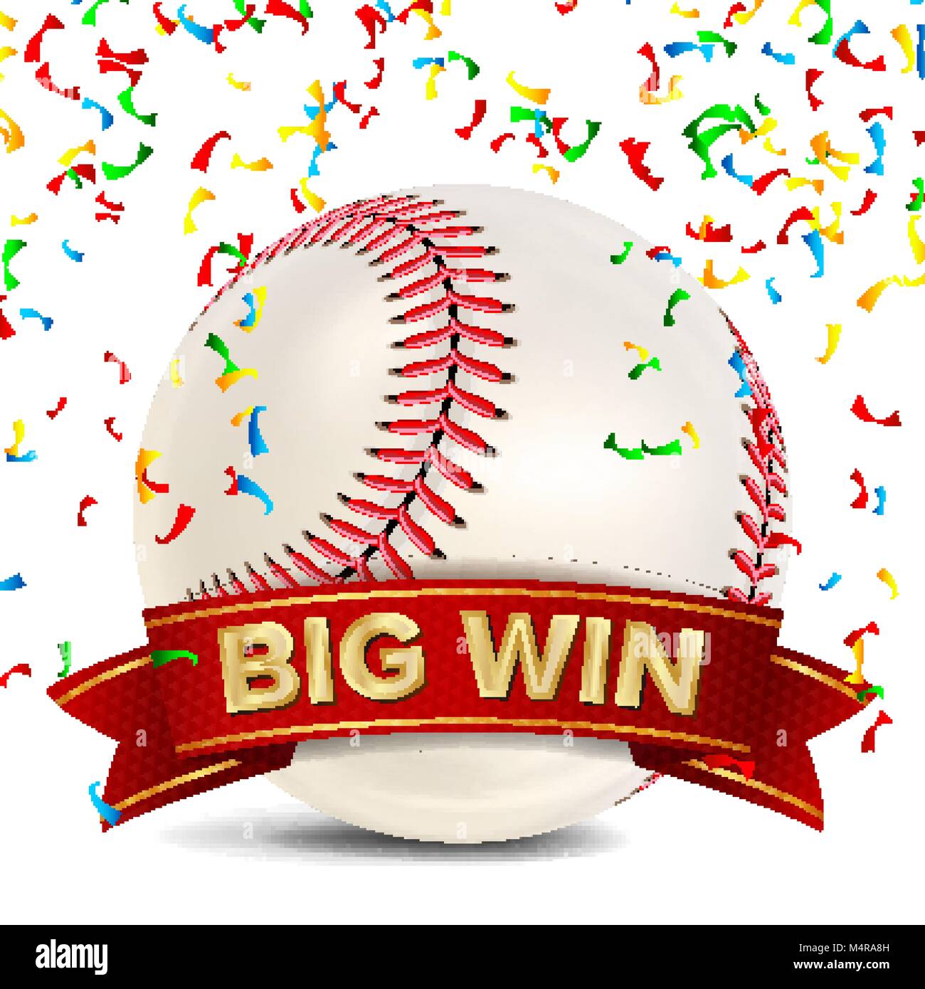 Baseball Award Vector. Red Ribbon. Big Sport Game Win Banner Background ...