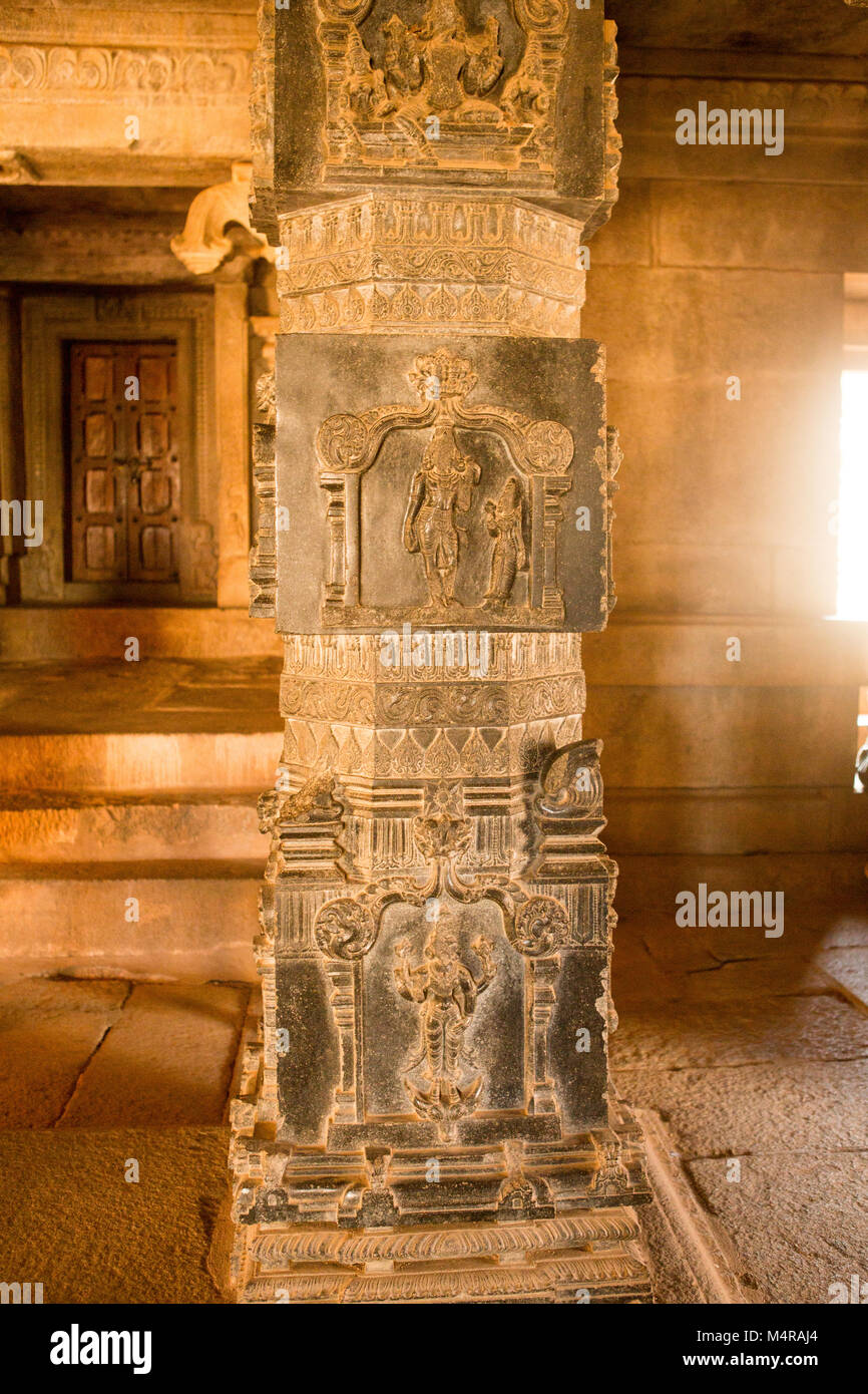 Tourist indian landmark Ancient ruins in Hampi. Hampi Bazaar, Hampi ...