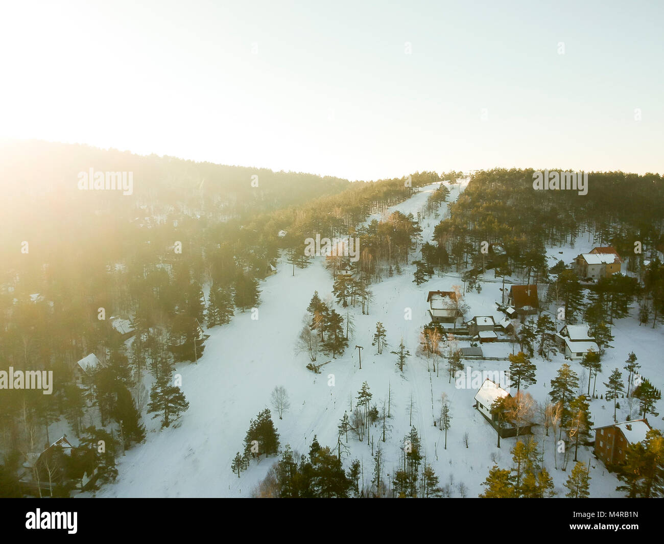 Aerial view at Divcibare, Serbia at winter time Stock Photo - Alamy