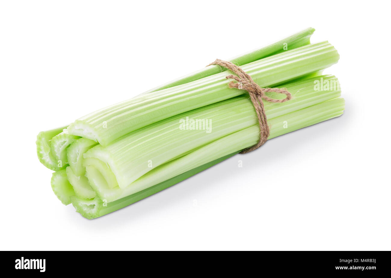 celery sticks, isolated on white background. Clipping path. Bunch of ...