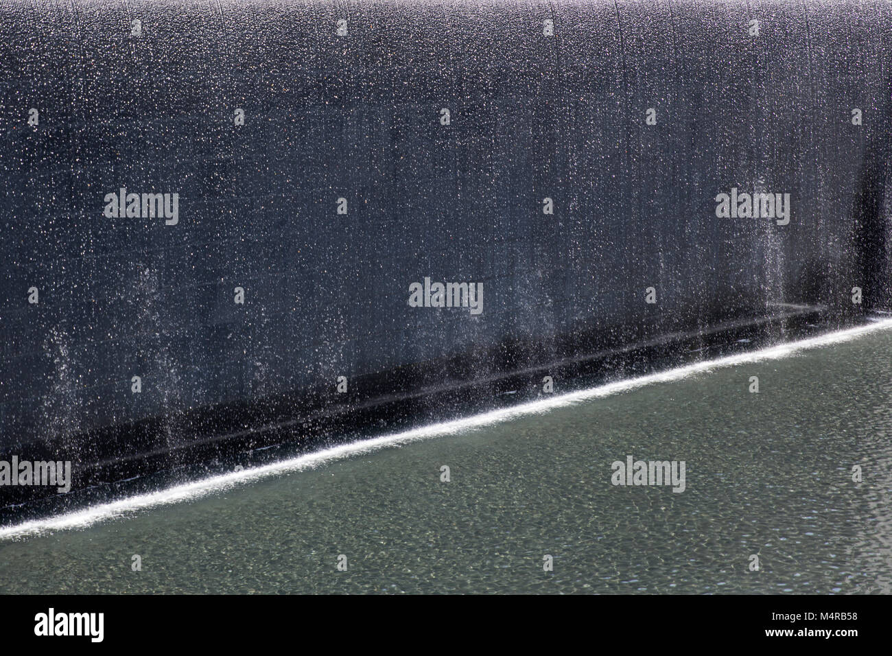 Detail of the memorial waterfalls in World trade center site, New York ...