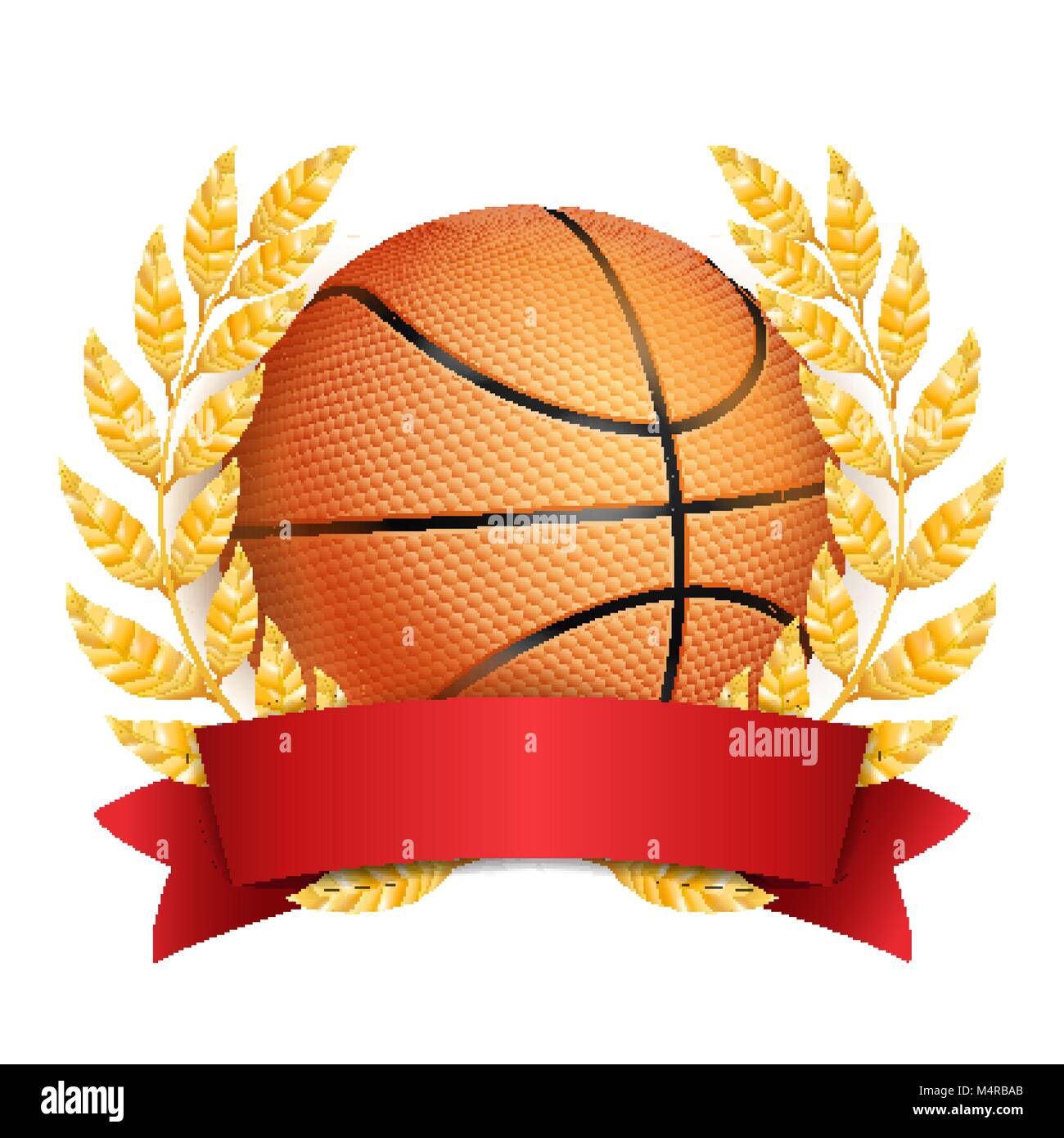Basketball Award Vector. Sport Banner Background. Orange Ball, Red ...