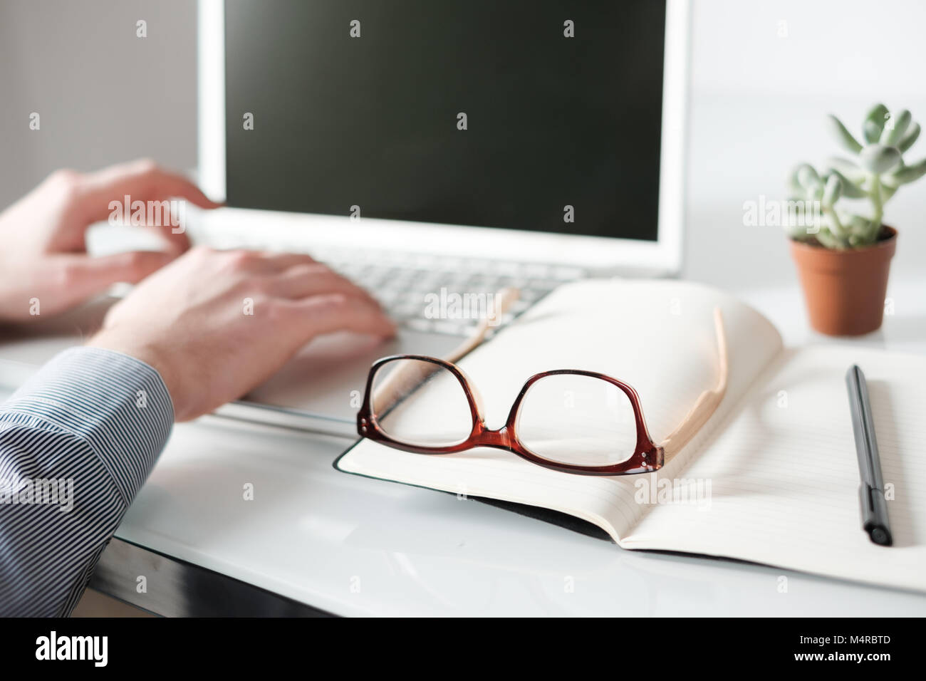 Eyeglasses with reflection of computer hi-res stock photography and ...