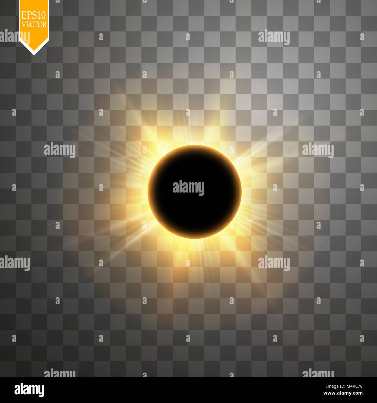 Total solar eclipse vector illustration on transparent background. Full ...