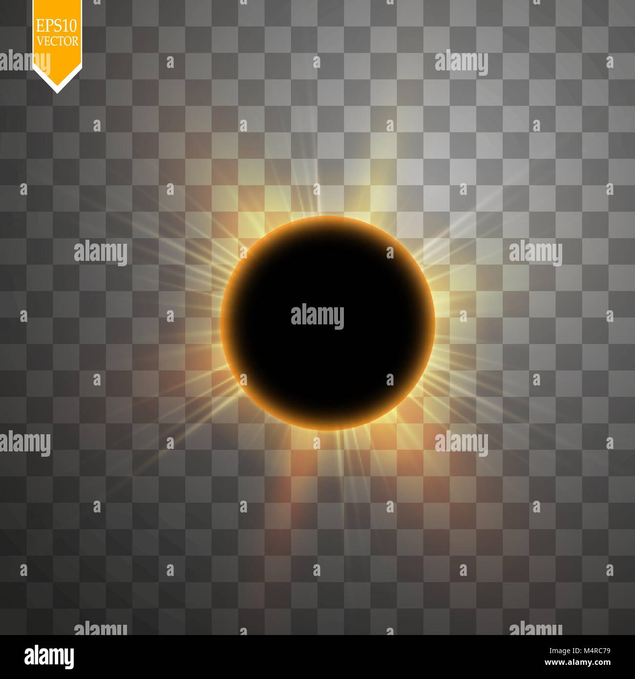 Total solar eclipse vector illustration on transparent background. Full ...