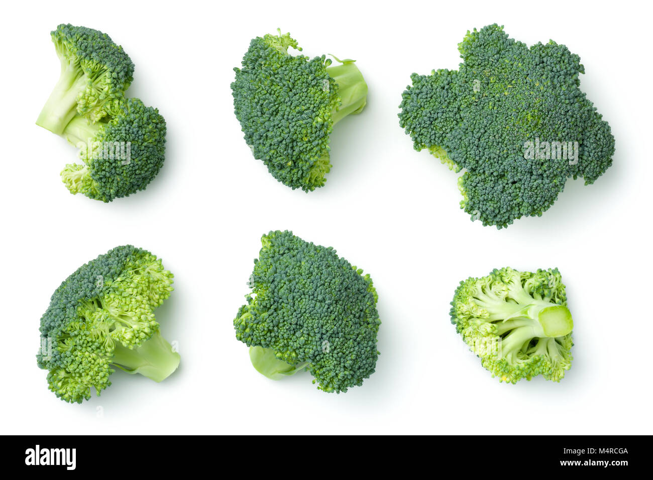Broccoli isolated on white background. Top view Stock Photo - Alamy