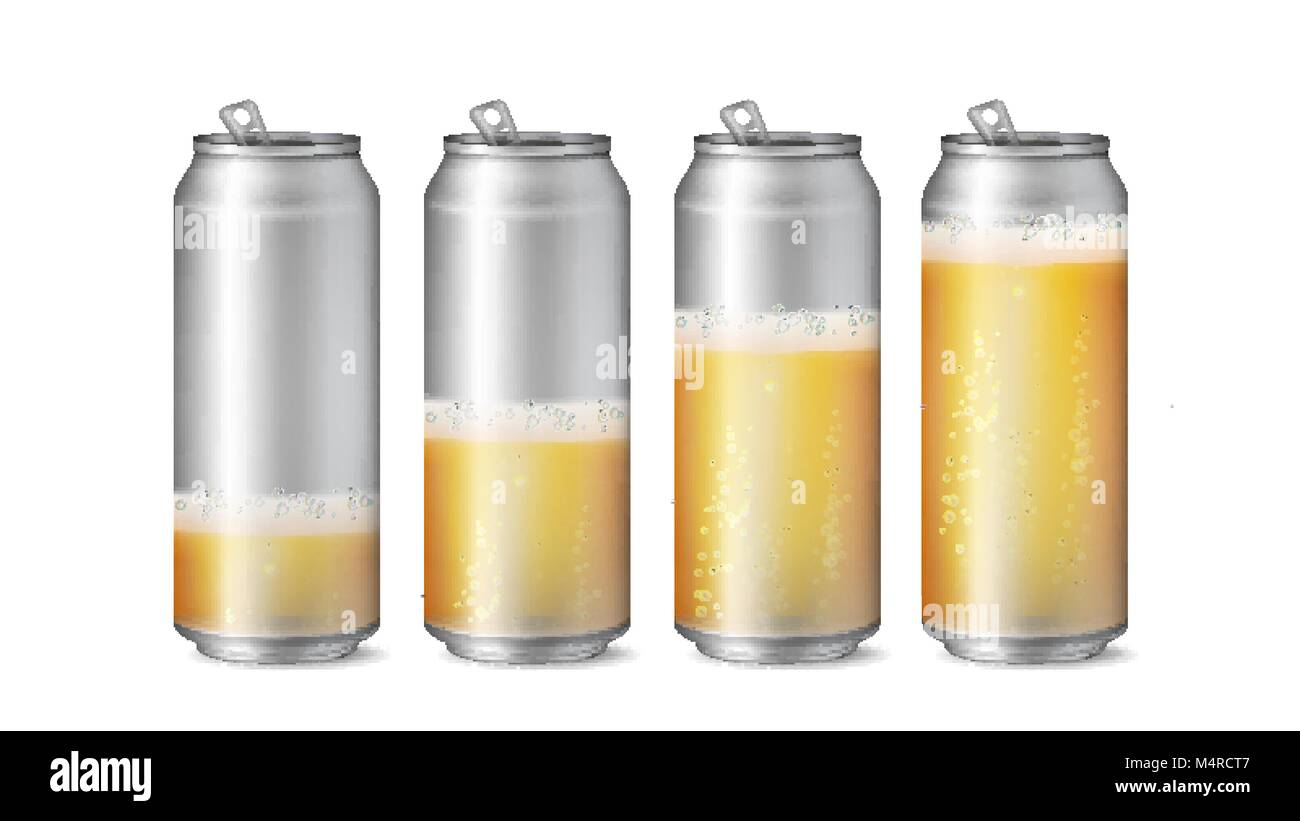 Realistic Beer Cans Mockup Vector. Beer Background Texture With Foam ...