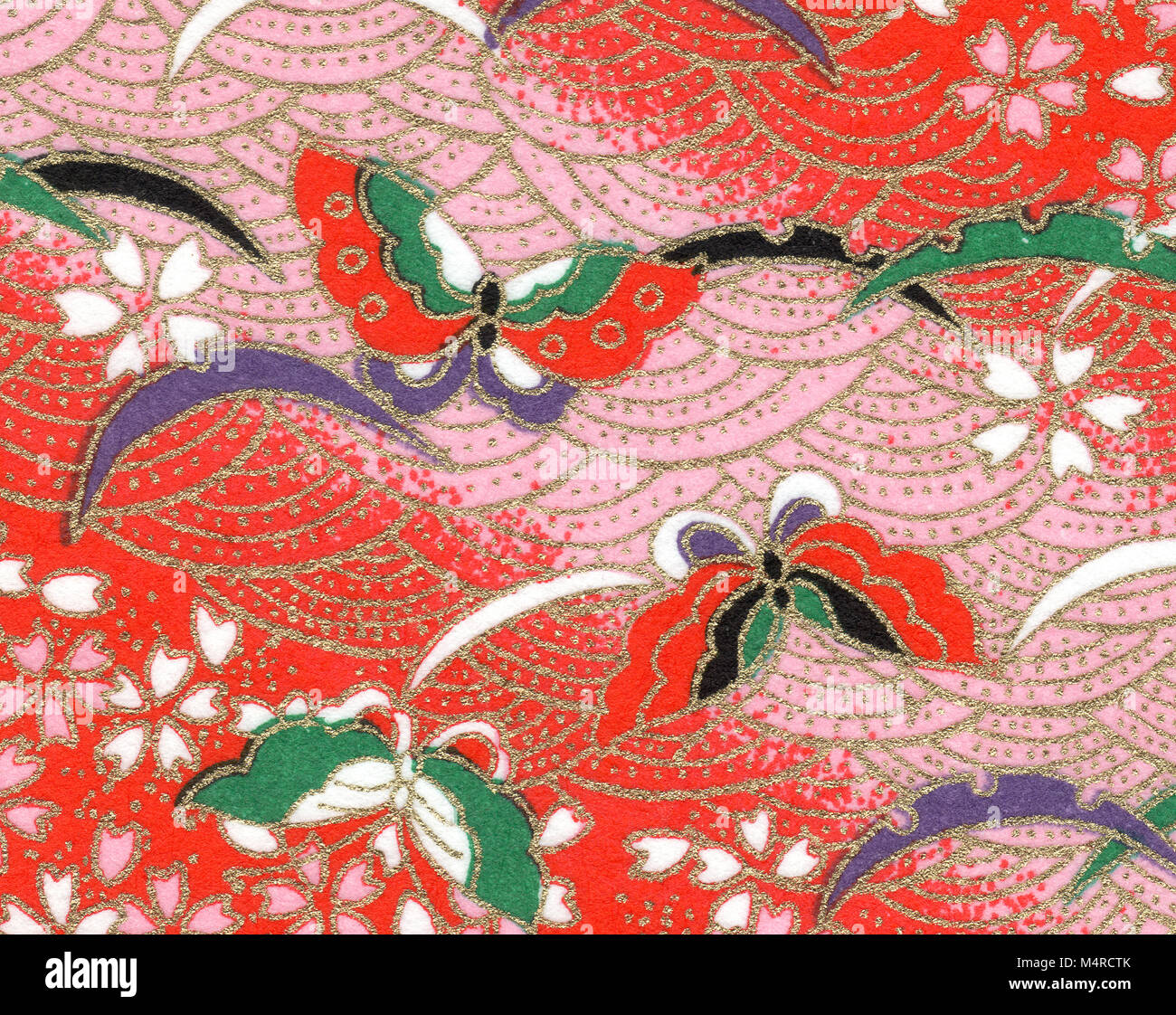 Japanese paper with traditional ornaments Stock Photo - Alamy
